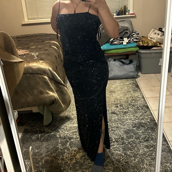 Morgan & Co. | Dresses | Dark Navy Blue Sequin Long Formal Dress | Poshmark